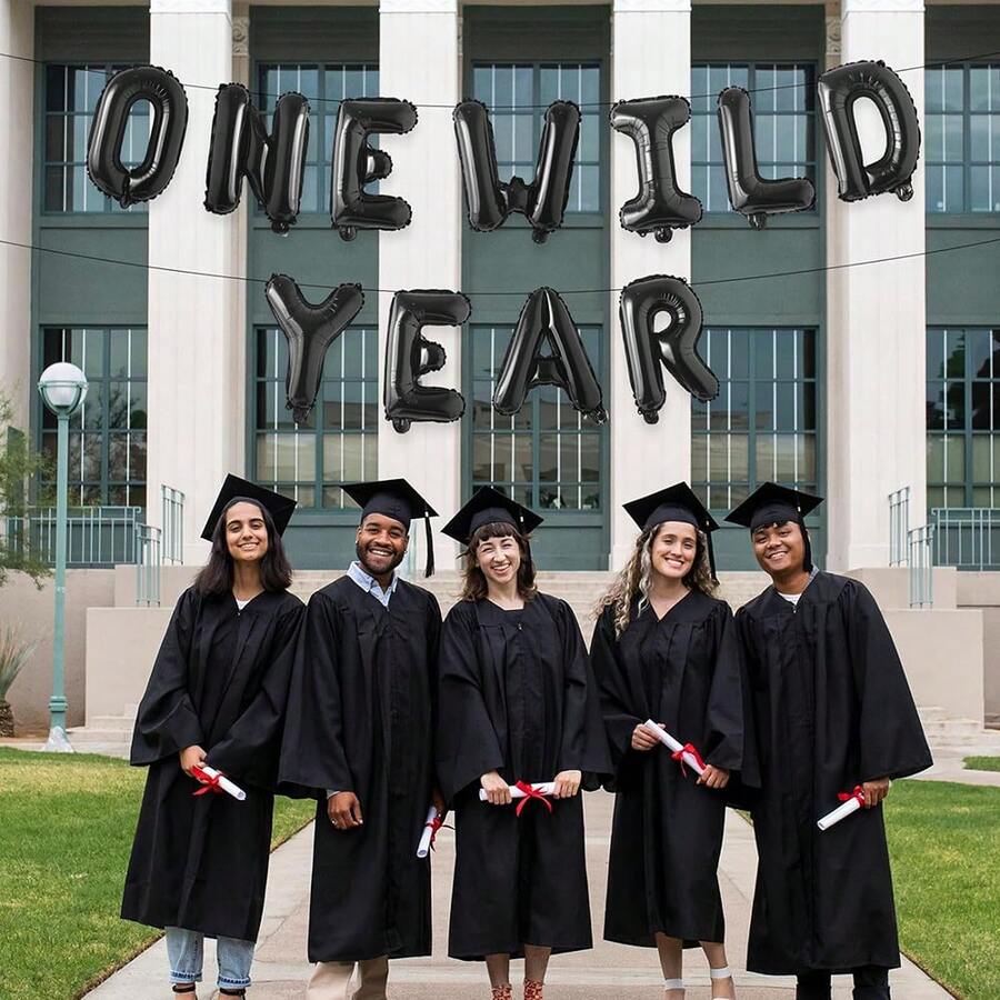 Class Of 2024 Balloon Banner, Black Foil Balloon 16 Inch 2 Foil Congrat ...