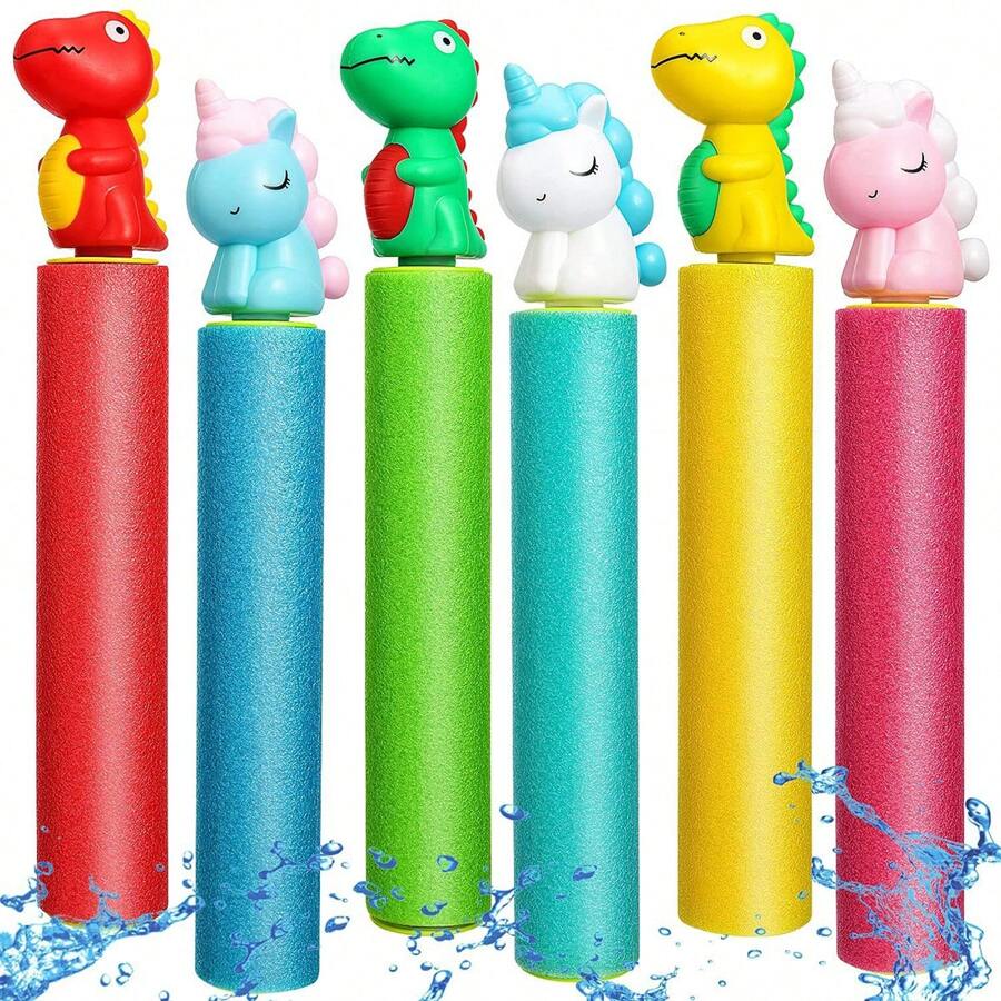 Summer EVA Pull-Type Water Gun Toy, UnicornDinosaur Foam Water Blaster ...