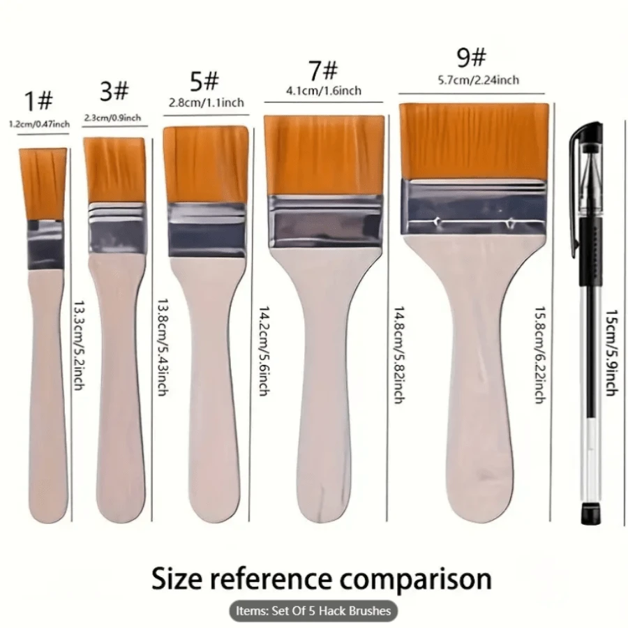5 Sets Of Art Paint Brushes Assorted Sized Nylon Painting Brushes With ...