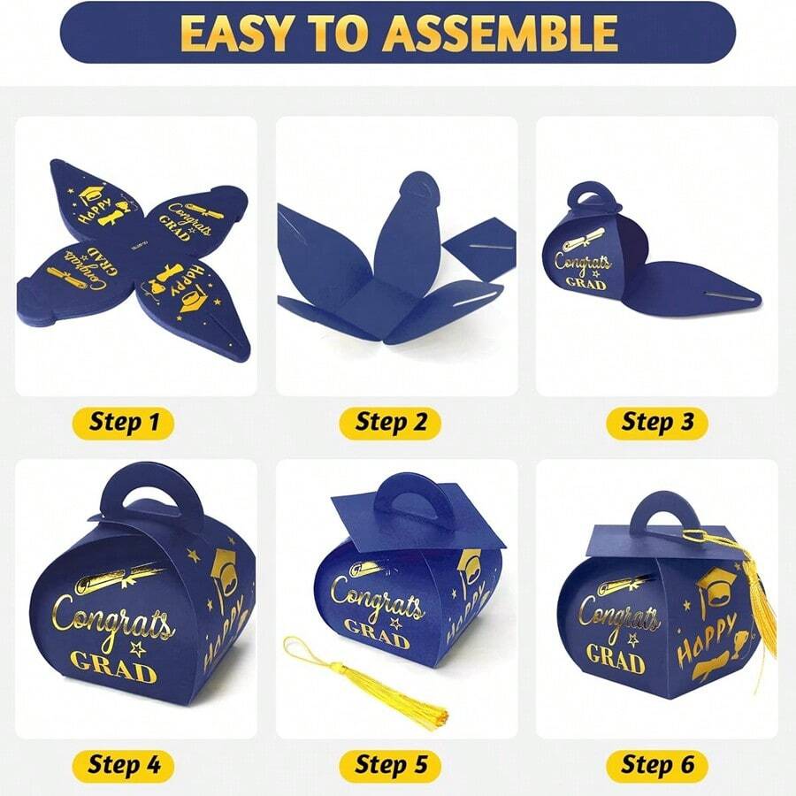 5 Pcs 2024 Graduation Candy Boxes Graduation Cap Gift Box With Tassel ...