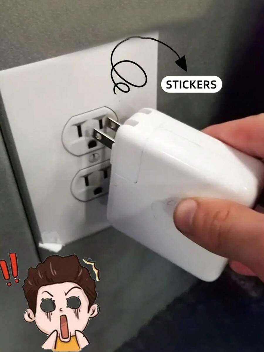 1pc/3pcs Electrical Outlet Sticker Prank Toy, Funny Joke Sticker For ...