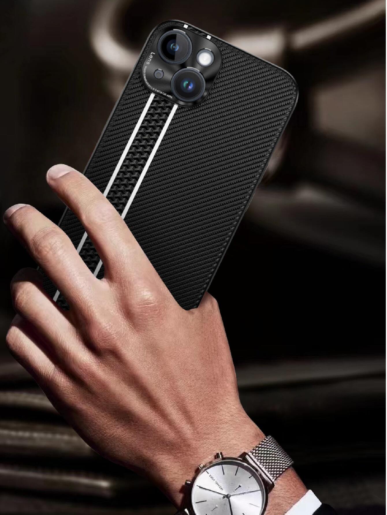 Apple Fluorescent Stripe Stitching PU Leather Business Phone Case ...