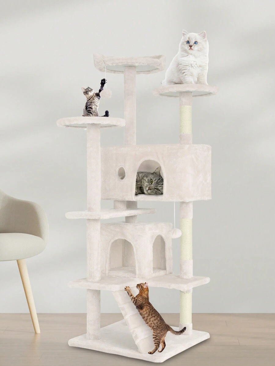 54in Cat Tree Tower For Indoor Cats,Multi-Level Furniture Activity ...