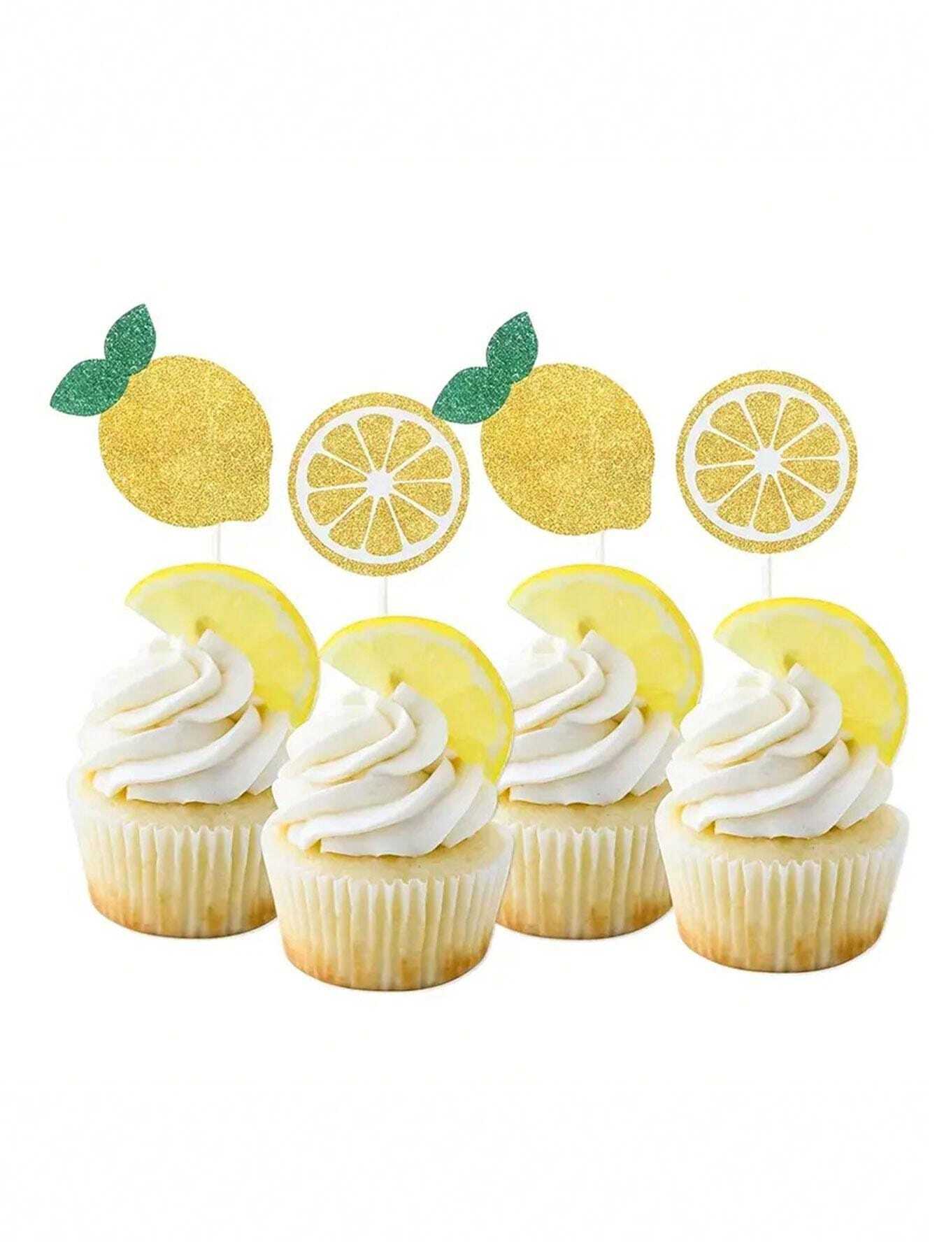 12pcs Fruit Party Decorations Creative Golden Lemon Cake Toppers ...
