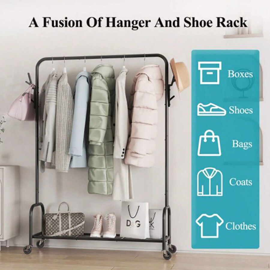 Mobile Clothes Rack Metal Clothes Rack With Wheels Wardrobe Rack For ...