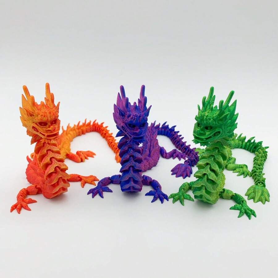 3D Printing Chinese Dragon Model Toy With Movable Joints Decoration ...