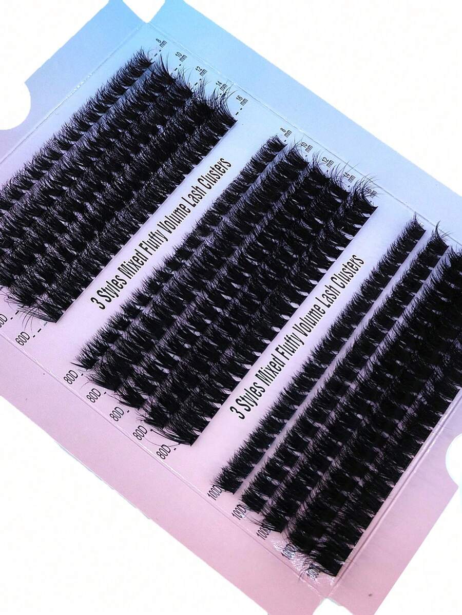 15Rows 300Ps DIY 5D Fluffy Lash Clusters 60D+80D+100D Mix Tray Thick ...
