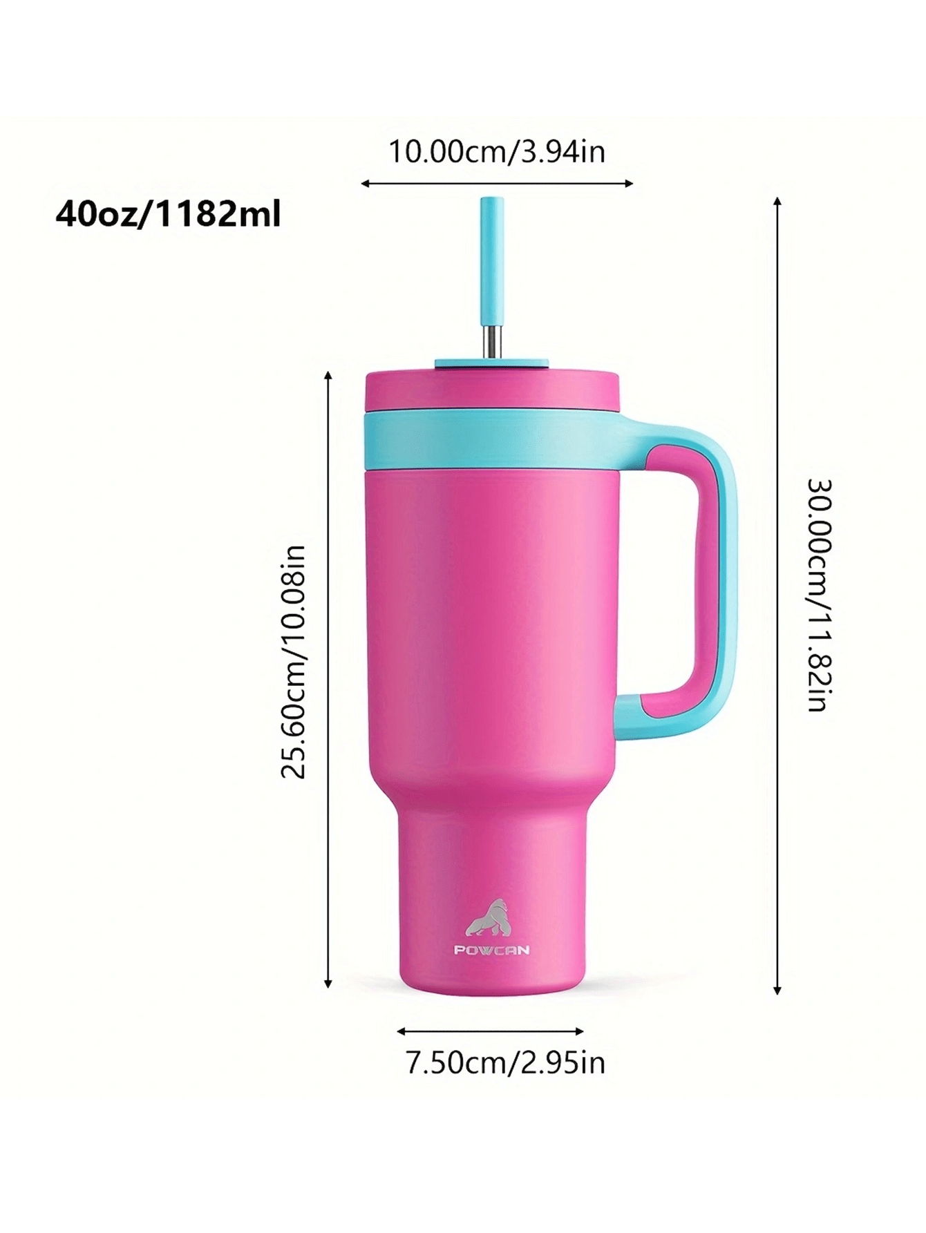 1pc Powcan 40oz Tumbler With Lid And Straw,Stainless Steel Insulated ...