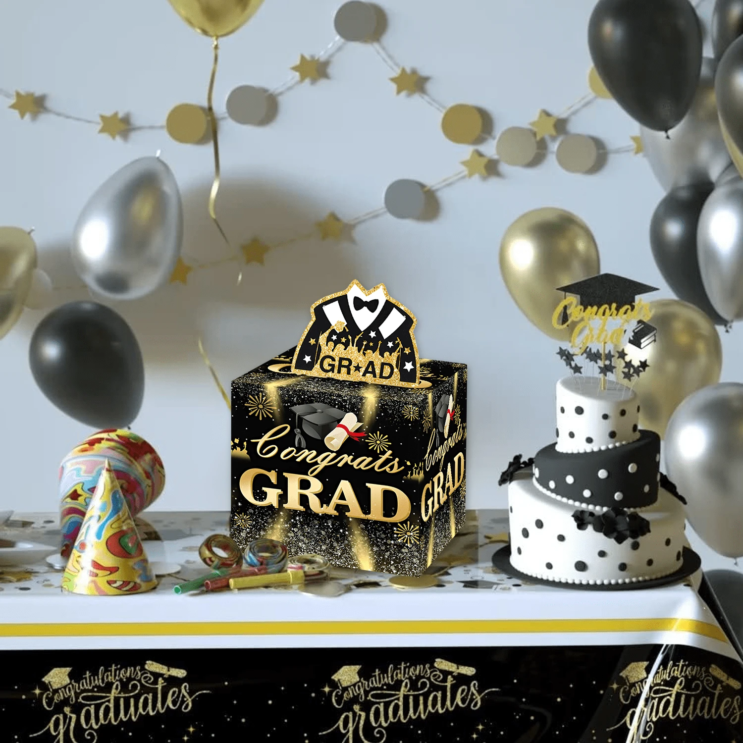 Black And Gold Graduation Party Decorations 2024 Graduation Surprise ...