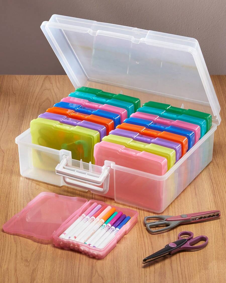 Scrapbook Storage Case With 16 Individual Containers For Stickers ...