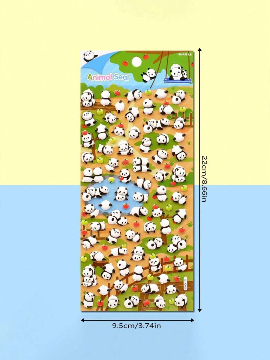 75 Penguins And Pandas 3D Bubble Stickers With Mini Patterns And Small ...