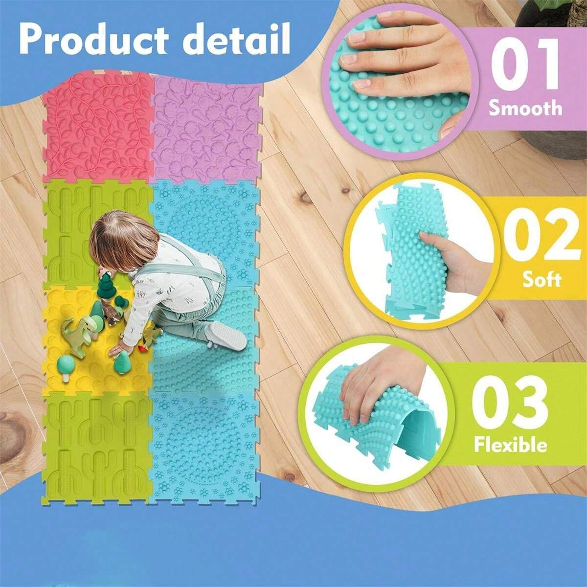 8 In 1 Set Silicone Massage Game Mat, Bath Mat Sensory Mat, Sensory ...