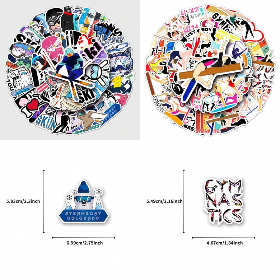 50pcs/Pack Cute Cartoon DIY Sports Graffiti Mixed Waterproof PP Sticker ...