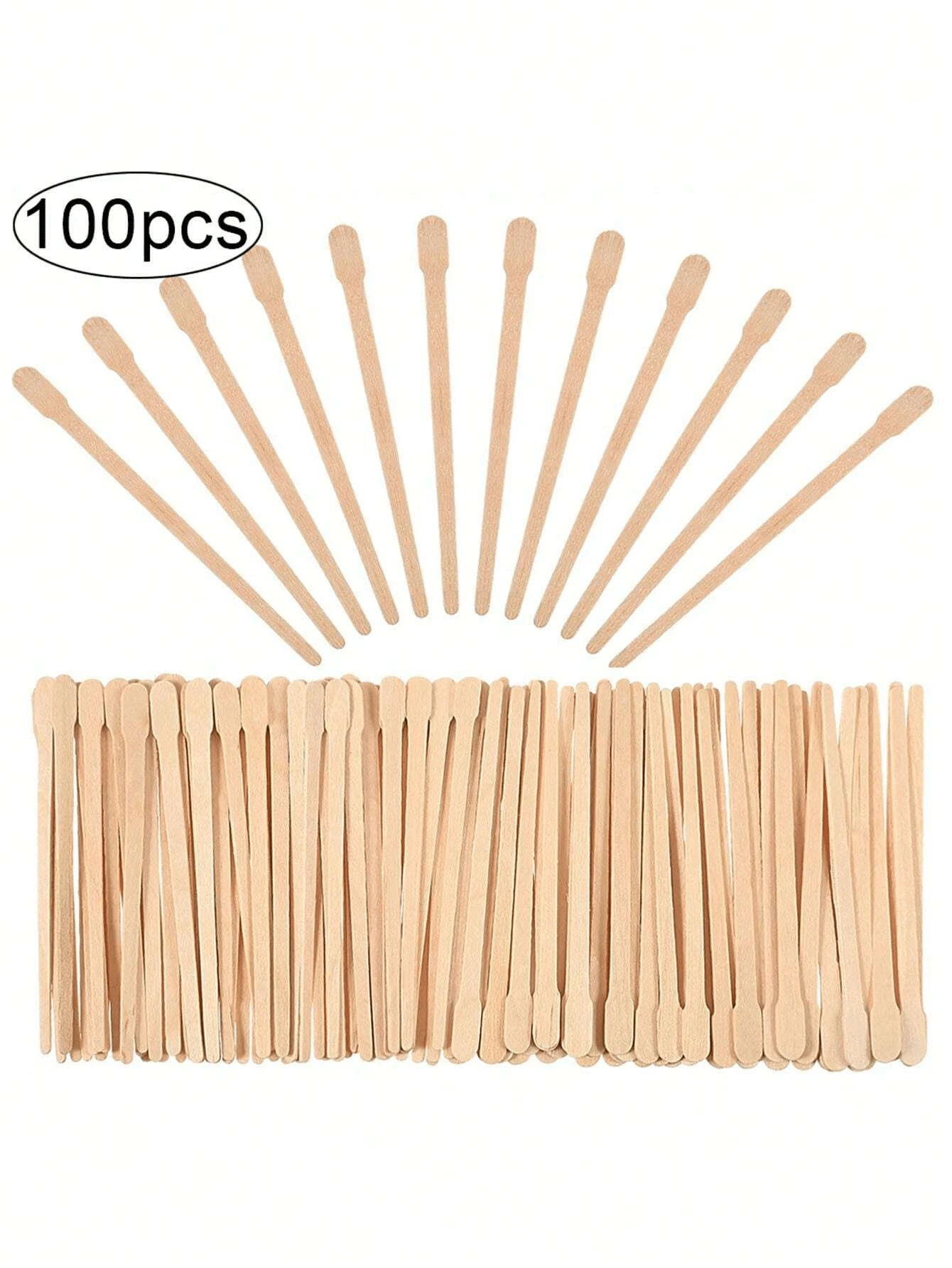 100 Pieces Wooden Wax Sticks - Body Eyebrow, Lip, Nose Small Waxing ...