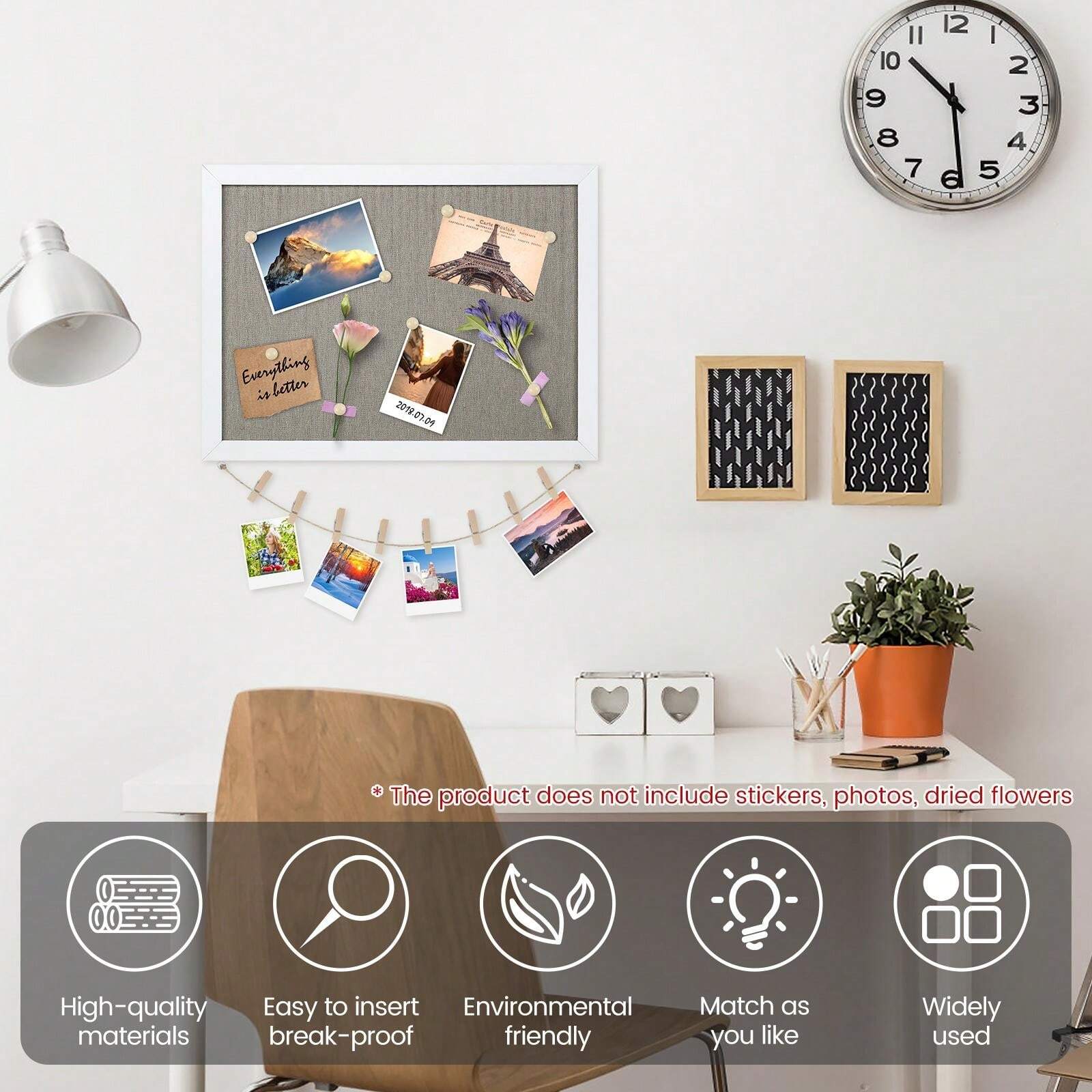 Cork Board Set Reusable Sturdy Pin Board Retro Wall Bulletin Boards ...