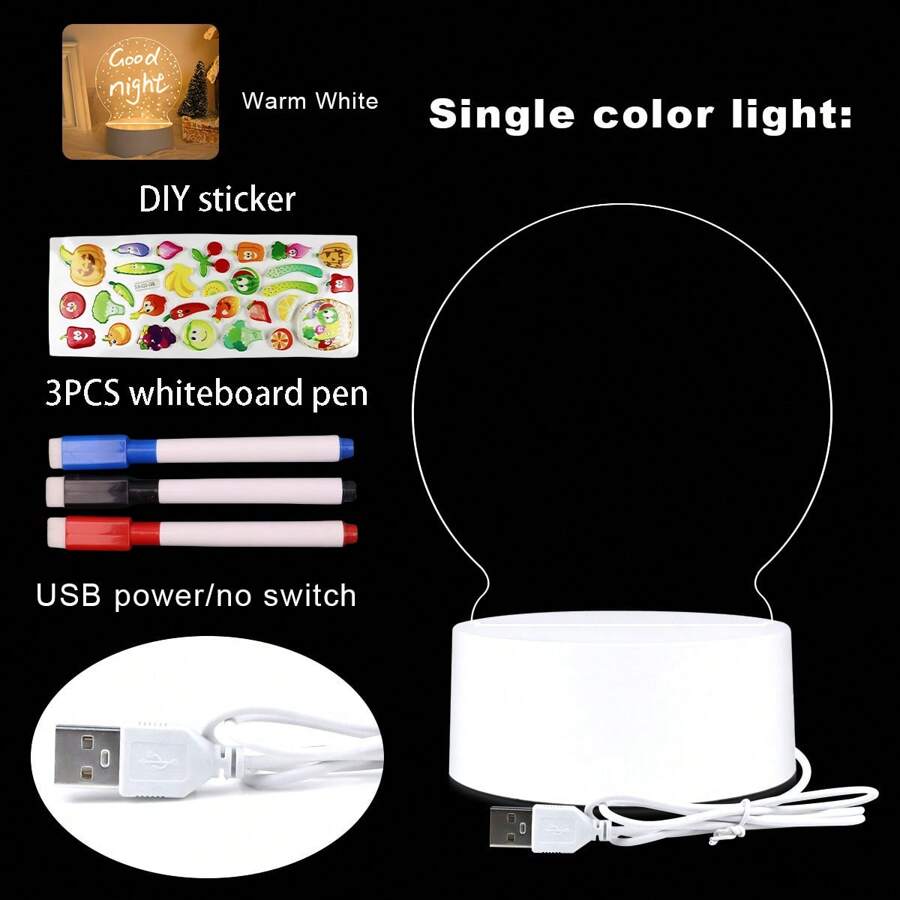 1pc Acrylic DIY Fruit & Vegetable Sticker Message Board LED Light Memo ...