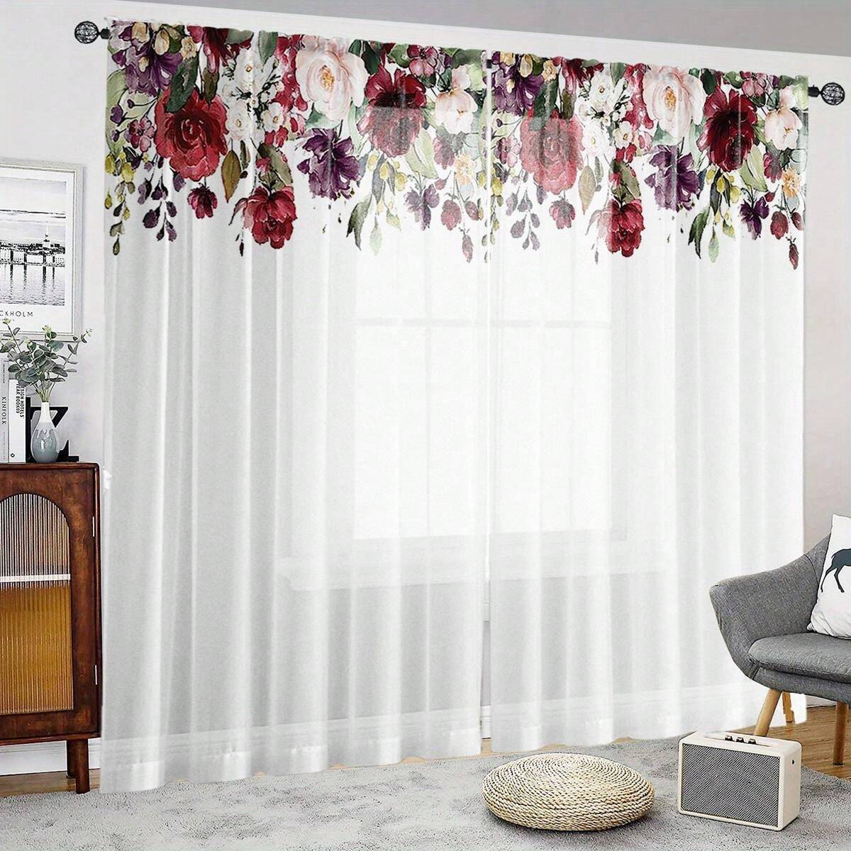 2pcs High-Definition Digital Printing Deep Red Noble Rose Pattern ...