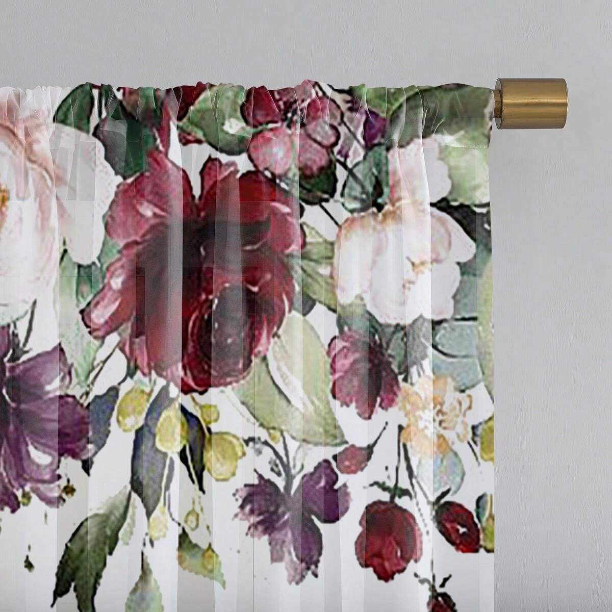 2pcs High-Definition Digital Printing Deep Red Noble Rose Pattern ...