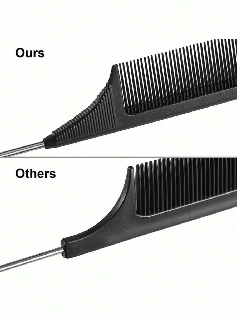 3 Packs Rat Tail Comb Steel Pin Rat Tail Carbon Fiber Heat Resistant ...