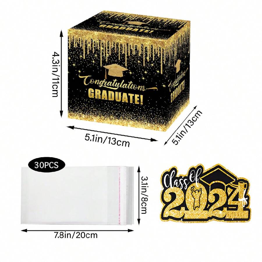 Graduation Money Box For Cash Gifts, Black And Gold Pull Out Surprise ...