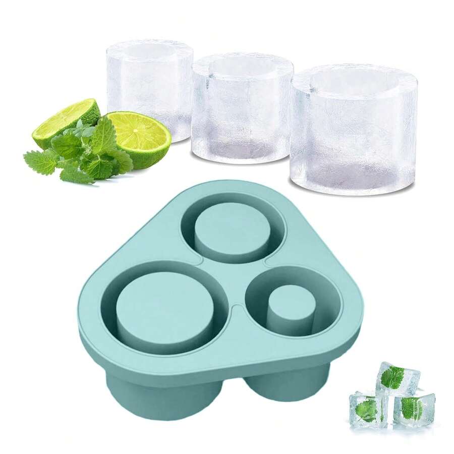 2024 Ice Cube Tray For Cup, 3 In 1 Silicone Ice Cube Molds With Lid And ...