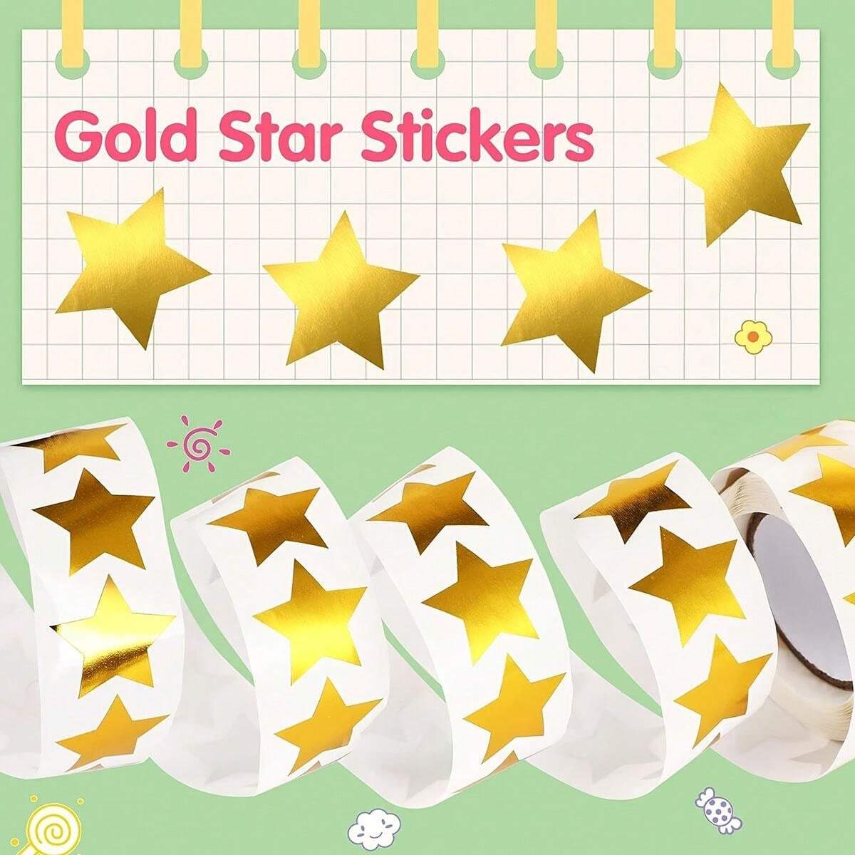 Pack Of 500 Golden Star Stickers, 1 Inch Gold Foil Star Reward Labels ...
