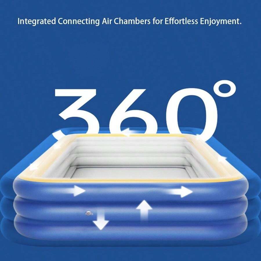 1PC/Blue & Yellow Pvc Inflatable Swimming Pool 1.5m/59.05in Long With 3 ...