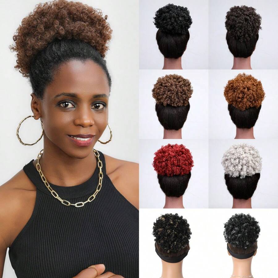Afro Puff Drawstring Ponytail For , Short Kinky Curly Afro Ponytail ...