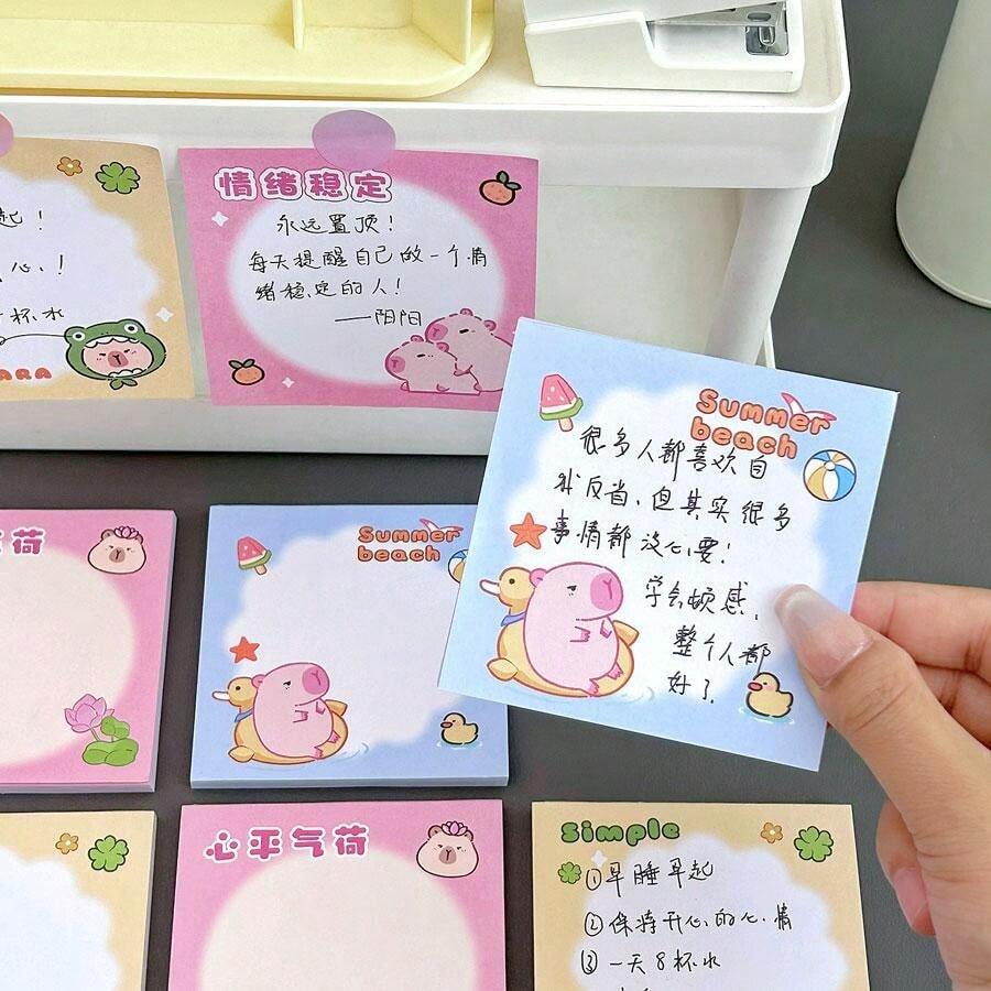Pink Capybara Themed Notepad, Cute And Tearable Memo Paper, Non ...