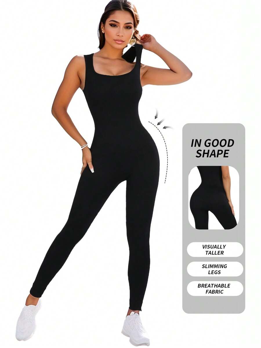 Women's Basic One-Piece Yoga Wear Exercise Jumpsuit | SHEIN EUR