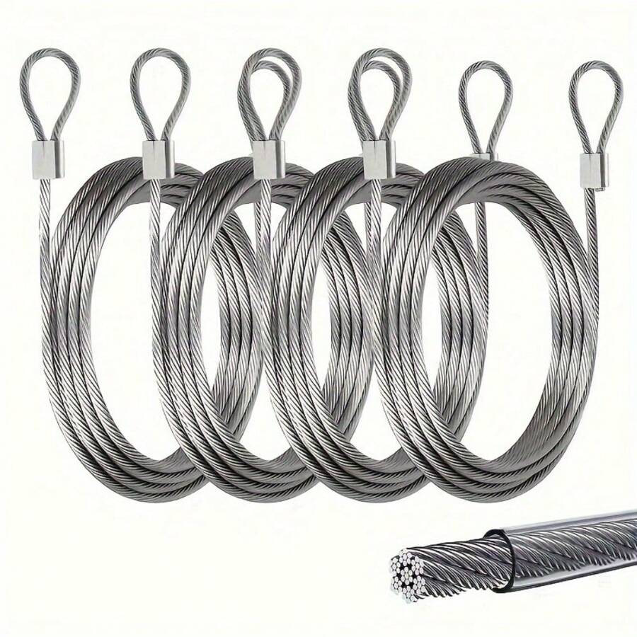 Multipurpose 4pcs 11.98ft 2mm Wire Rope Set For Hanging Clothes And ...