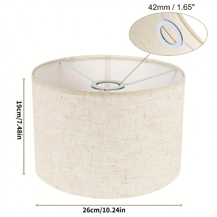 1pc Natural Linen Lamp Shades, Drum Lampshades For Table Lamp, Classic ...