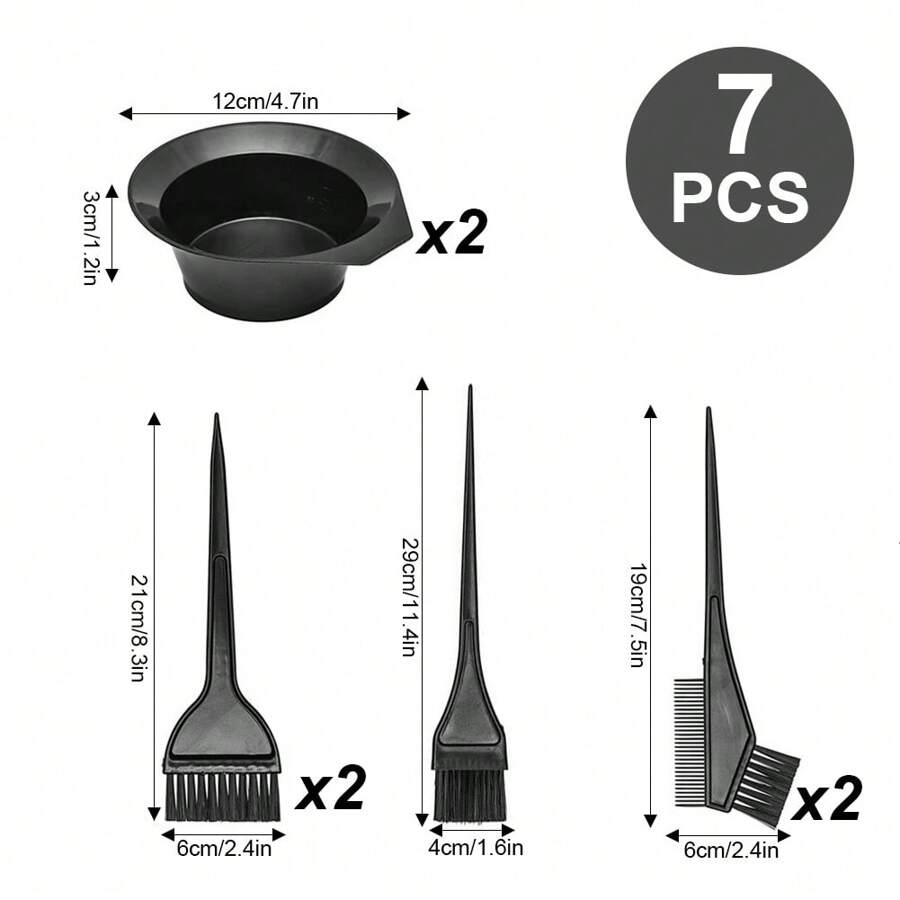 7Pcs Hair Dye Bowl And Brush Kit, Professional Hair Coloring Brushes ...