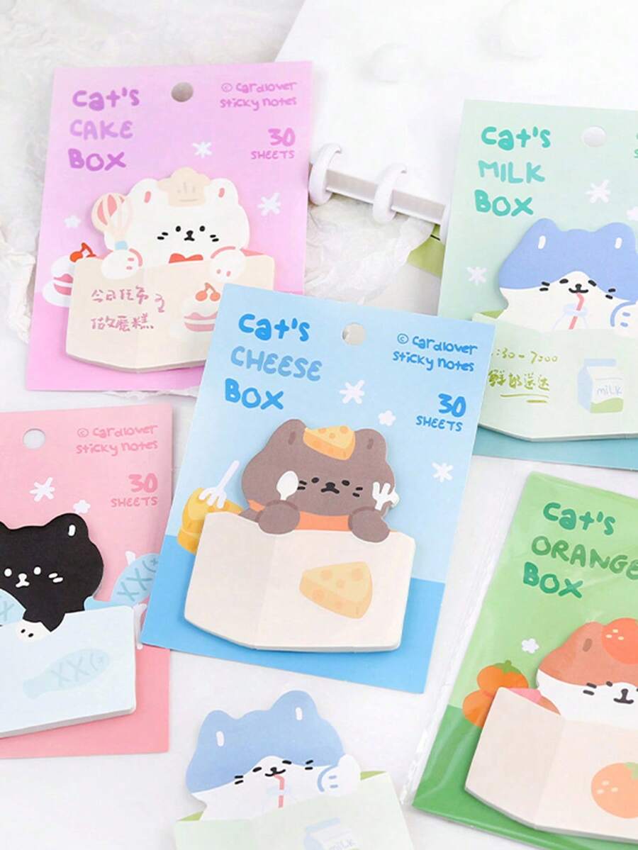Milk Korean Cute Animal Memo Pad, Sticky Note, Cat Series For Message ...