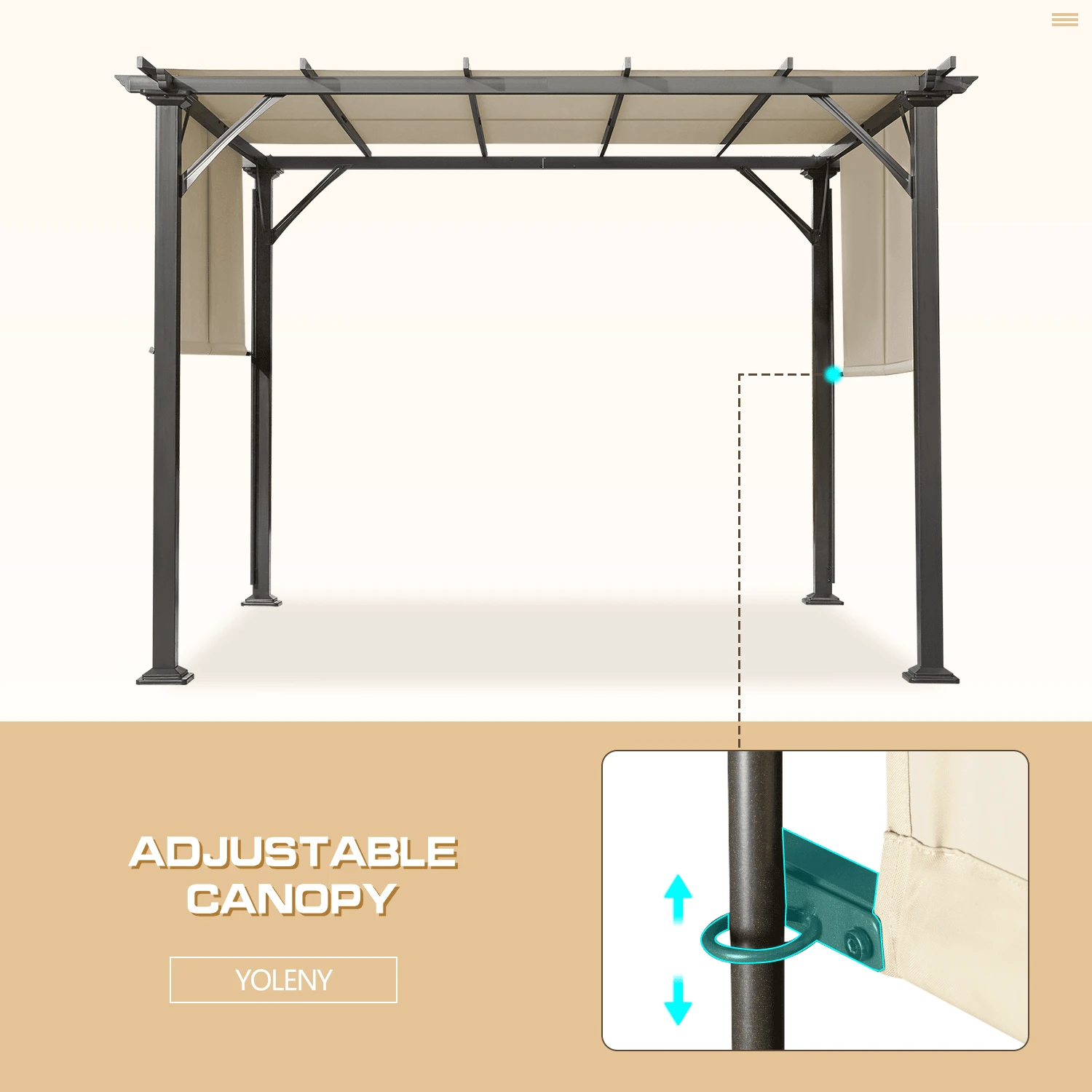 10' X 10' Outdoor Pergola, Gazebos For Patio, Outdoor Patio Steel Frame ...