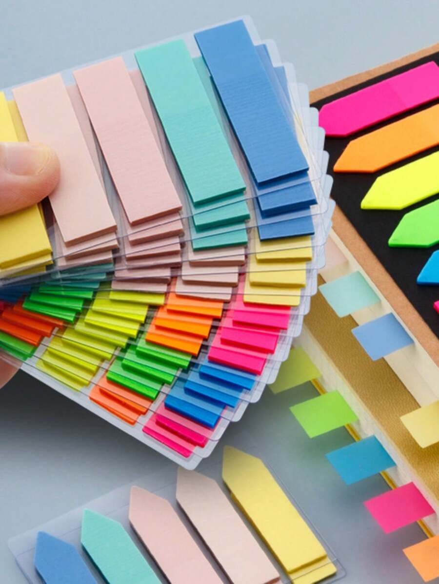 4 Packs/400 Sheets Fluorescent Sticky Notes, Multiple Use Colored Index ...