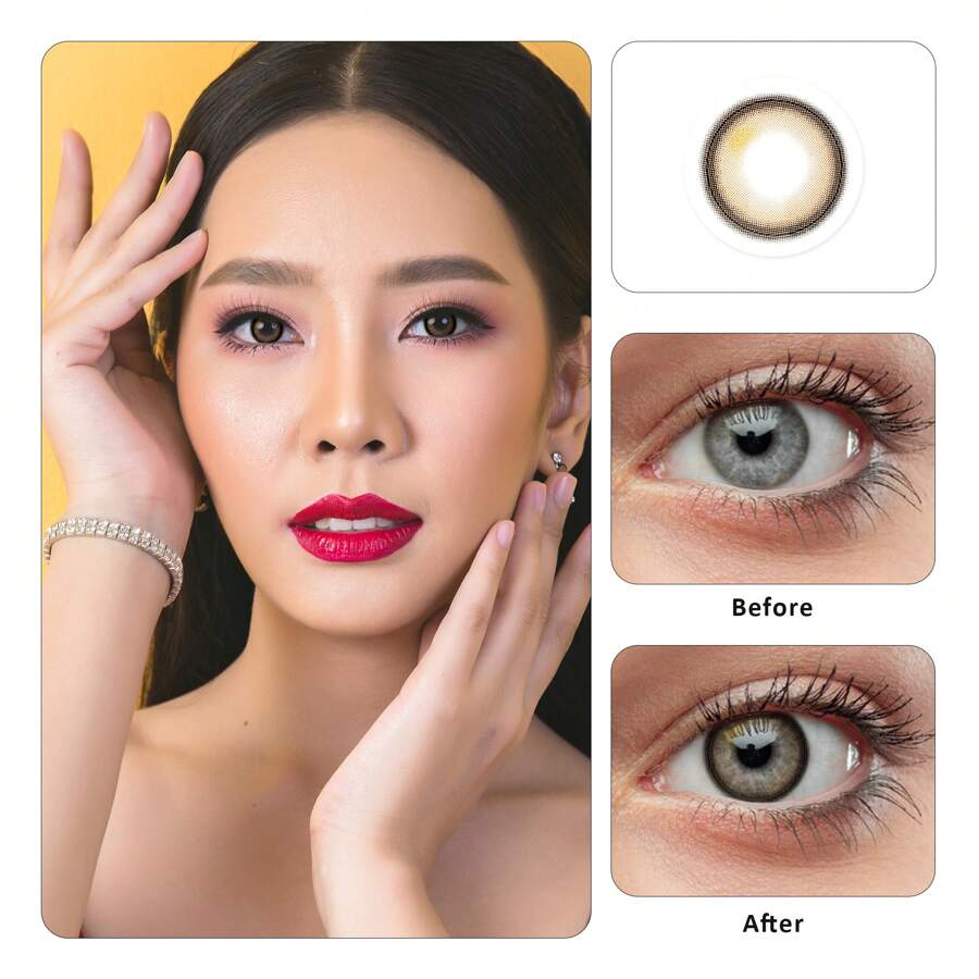 1 Pair(2 Pcs) Colorcon Natural Color Lenses Eyes Color Beauty Contact ...