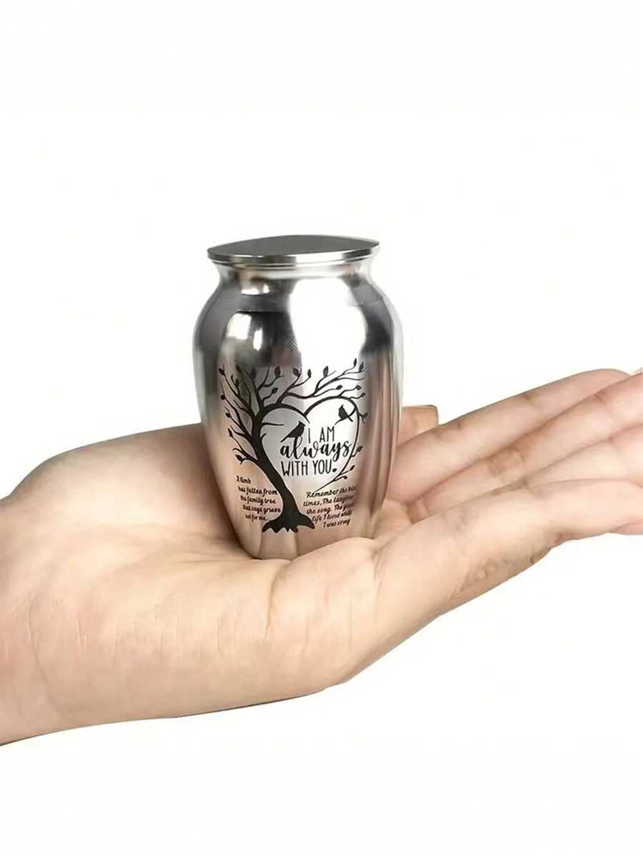 1pc Pet Memorial Ash Box, Family Ashes Cremation Urn, Tree Of Life Designed Ash Urn, Metal ...