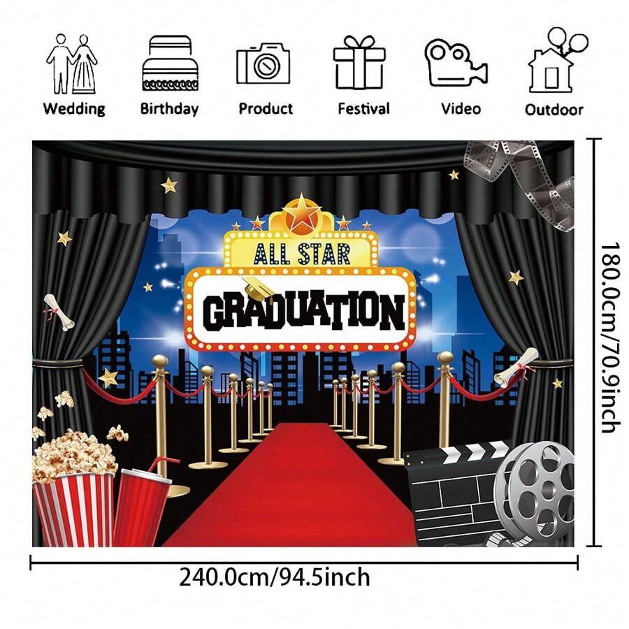 1pc Congratulations Graduation Photography Backdrop, Vinyl Black ...