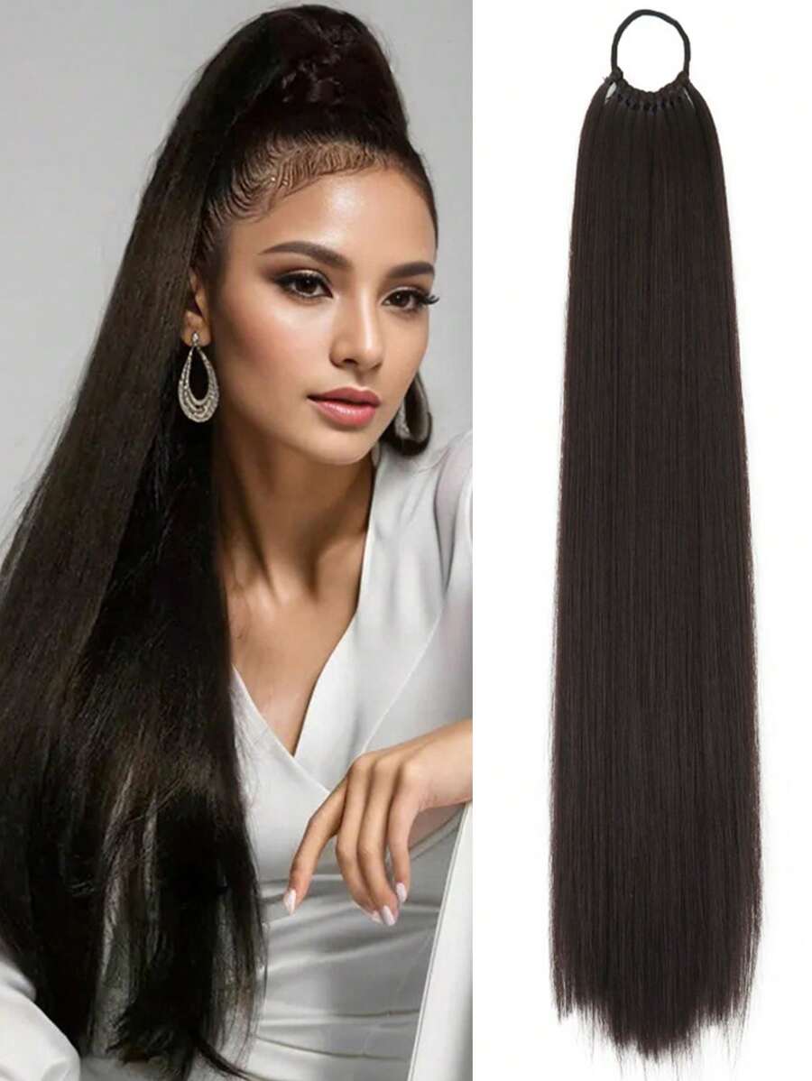 Wig Ponytail Female Straight Hair Synthetic Ponytail High Temperature ...