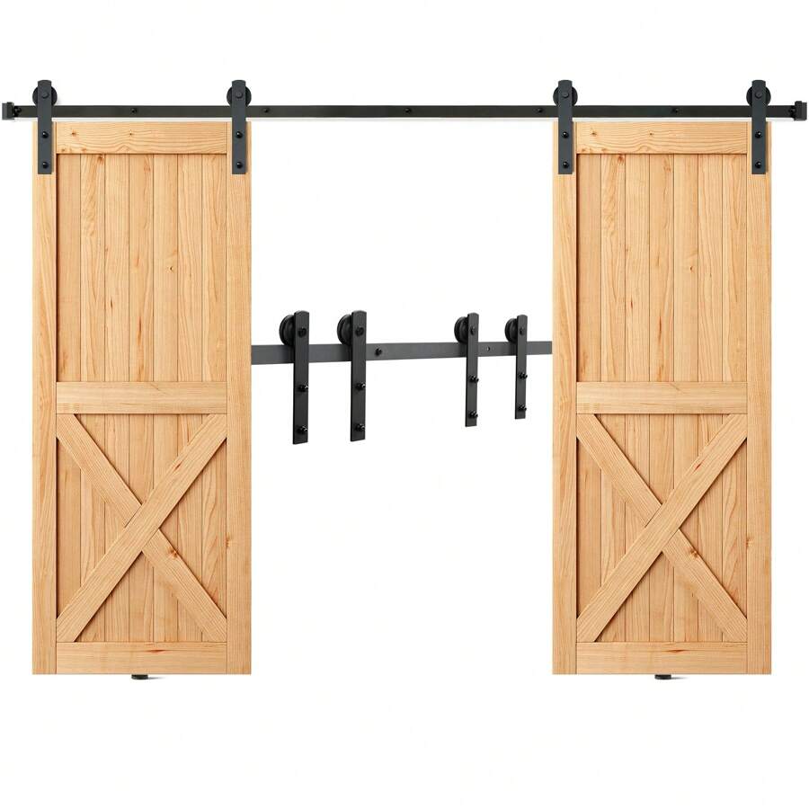 VEVOR 8FT Sliding Barn Door Hardware Kit, 330LBS Heavy Duty Barn Door ...