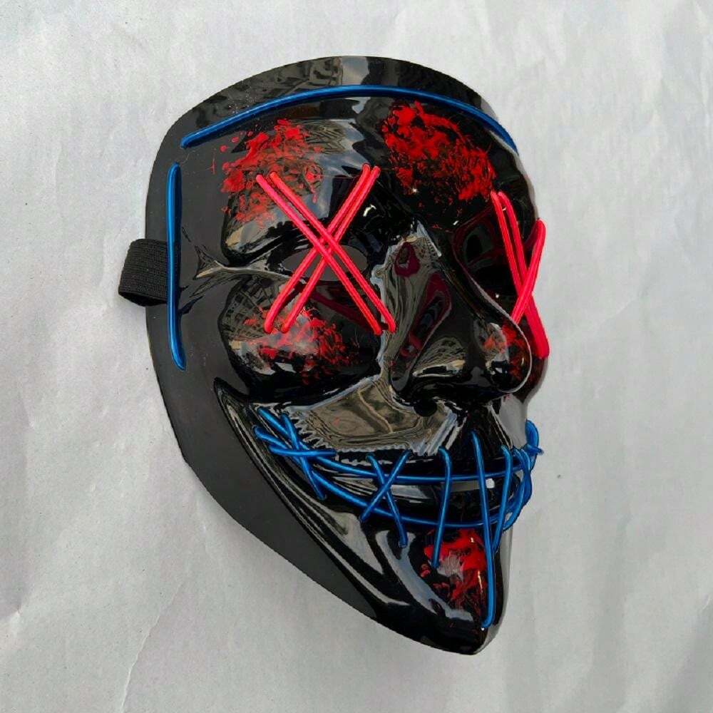 Halloween V-Shape Blood Splatter Bicolor LED Lighting Face Mask, Role ...