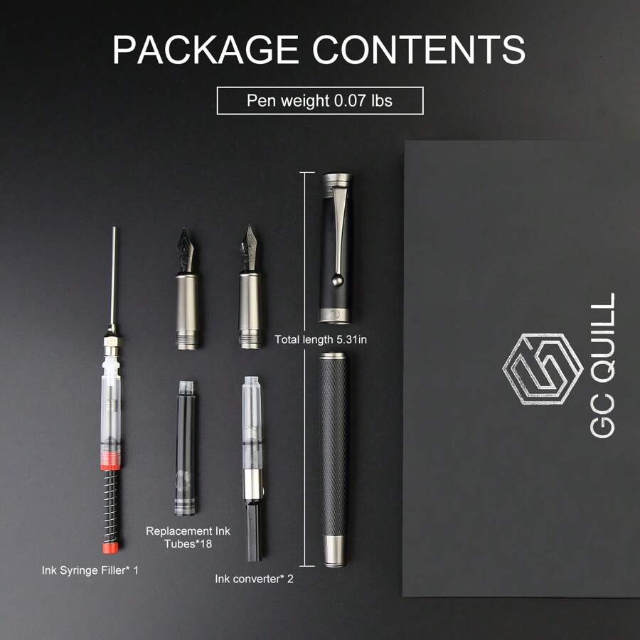 1 Set Business Style Fountain Pen - Includes 2 Different Nib Sizes & 18 ...