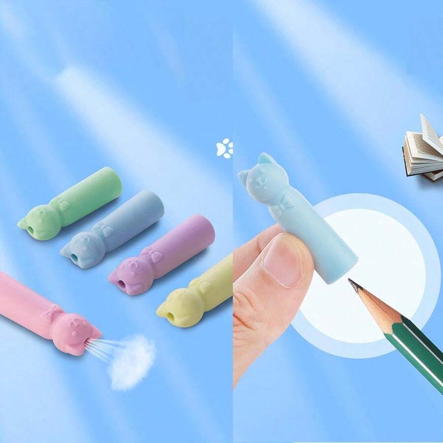 8pcs Pencil Cap Eraser Pencil Sleeve Protector For Kids Cartoon Pencil ...