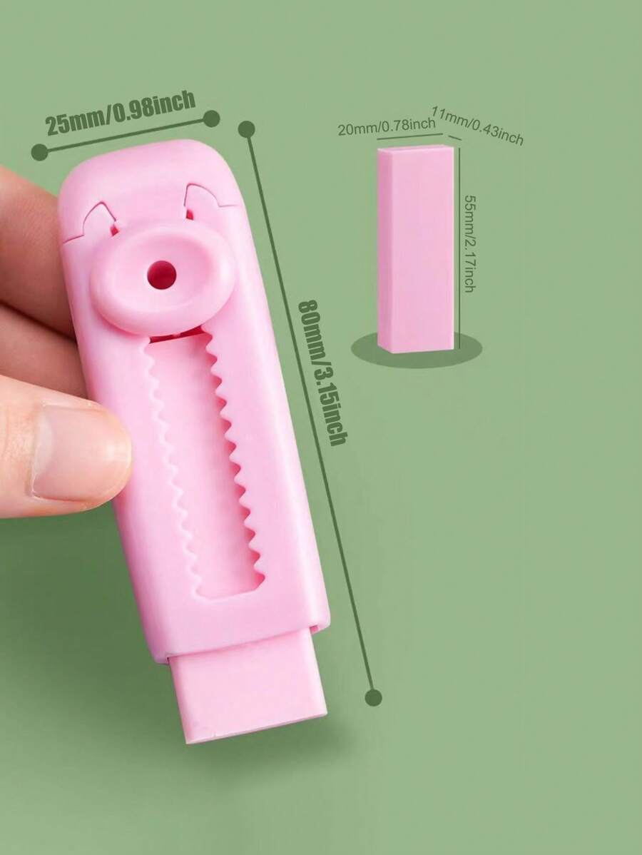 Set Of 3 Retractable, Clean And Flexible Erasers For Students | SHEIN USA