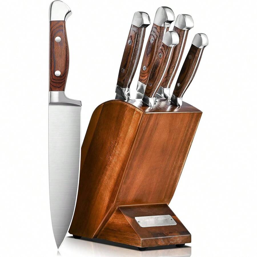 Knife Set For Kitchen With Block, Classic 6-Piece Sets, Pakkawood ...