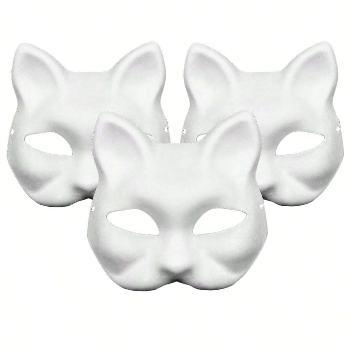 3/6PCS Therian Masks White Paint Cat Mask Paper Unpainted Blank DIY ...