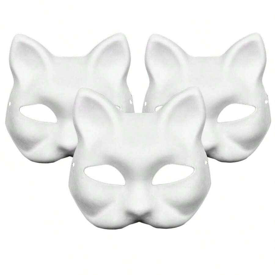 3/6PCS Therian Masks White Paint Cat Mask Paper Unpainted Blank DIY ...