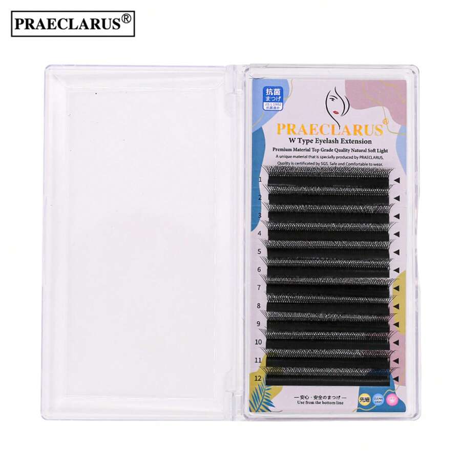 PRAECLARUS 8D W Type Eyelash Extension Thickness 0.07mm 12 Rows Premium ...