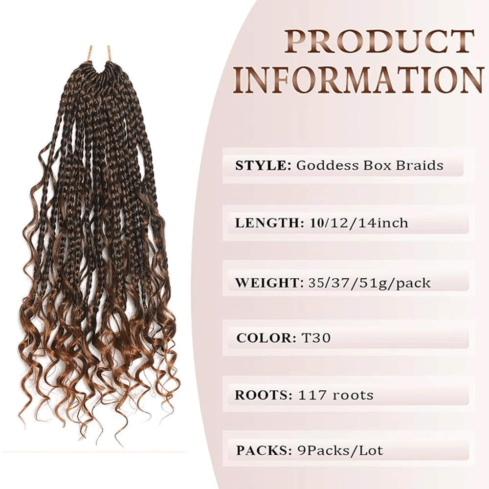 18 Inch 3 Packs Boho Box Braids Crochet Hair Bohemian Crochet Box ...